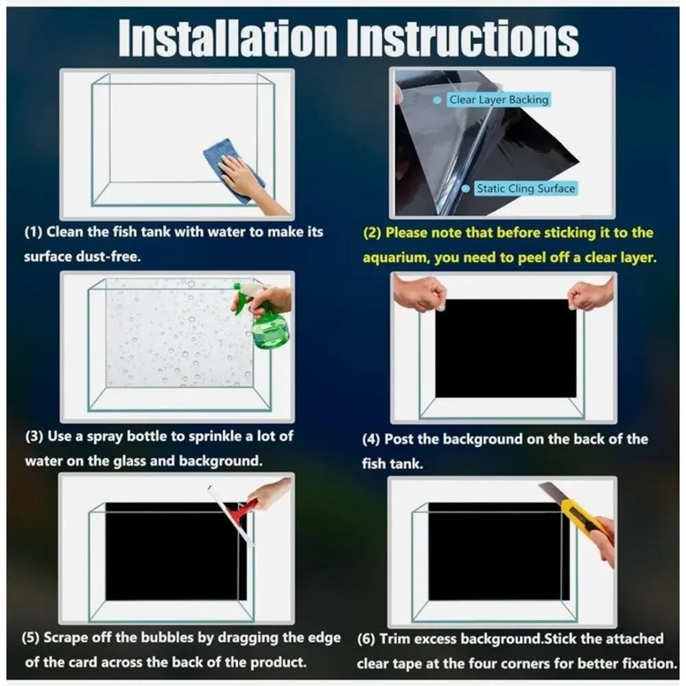 Aquatic Creation | Fish | Aquarium Background Static Self Cling Black ...